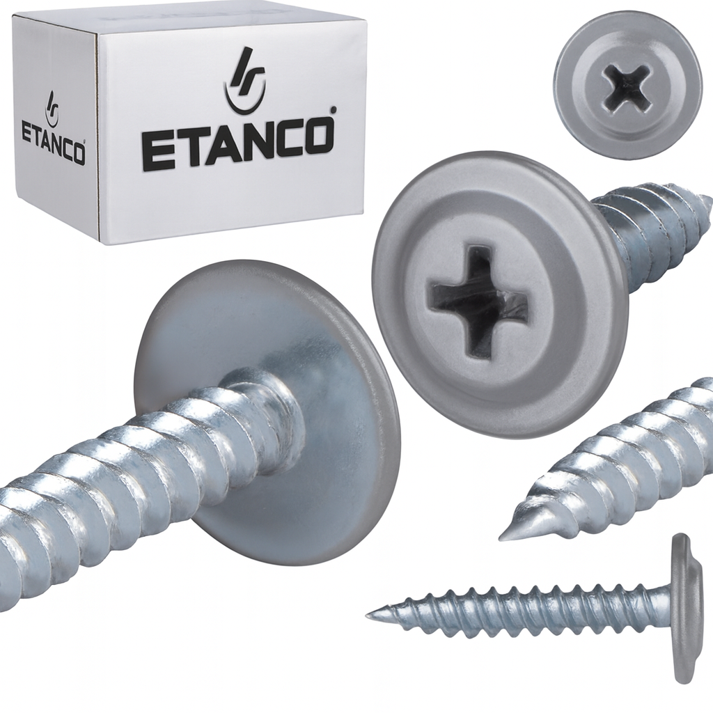 ETANCO GM-S selbstschneidende Blechschrauben Flachkopf RAL 9006 Weißaluminium 4,2 x 16 mm 250 ...